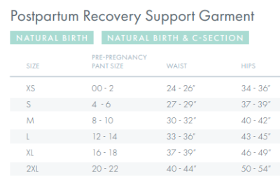 Maternity Compression Sizing Chart | The Breastfeeding Shop
